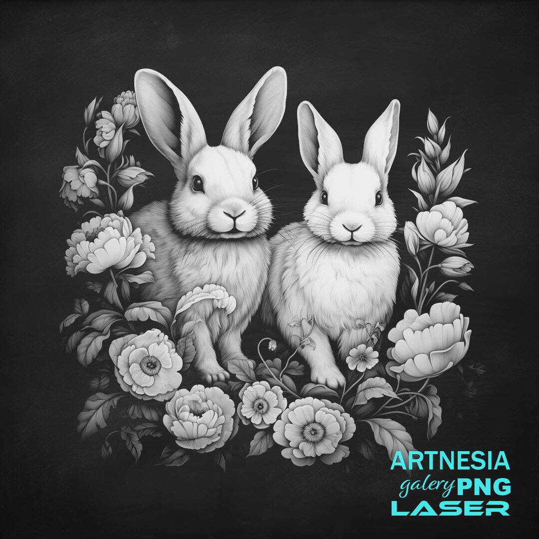 Rabbit PNG Laser Engraving File for Slate Coaster, Laser Ready Design ...