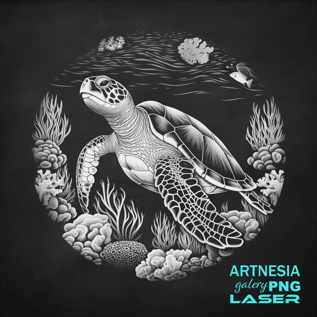 Turtle V3 PNG Laser Engraving File for Slate Coaster, Laser Ready ...