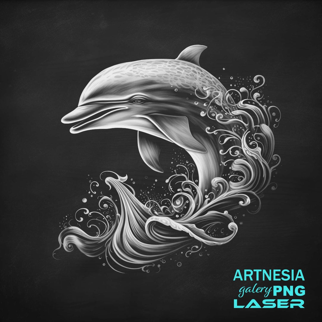 Dolphin PNG Laser Engraving File for Slate Coaster, Laser Ready Design ...