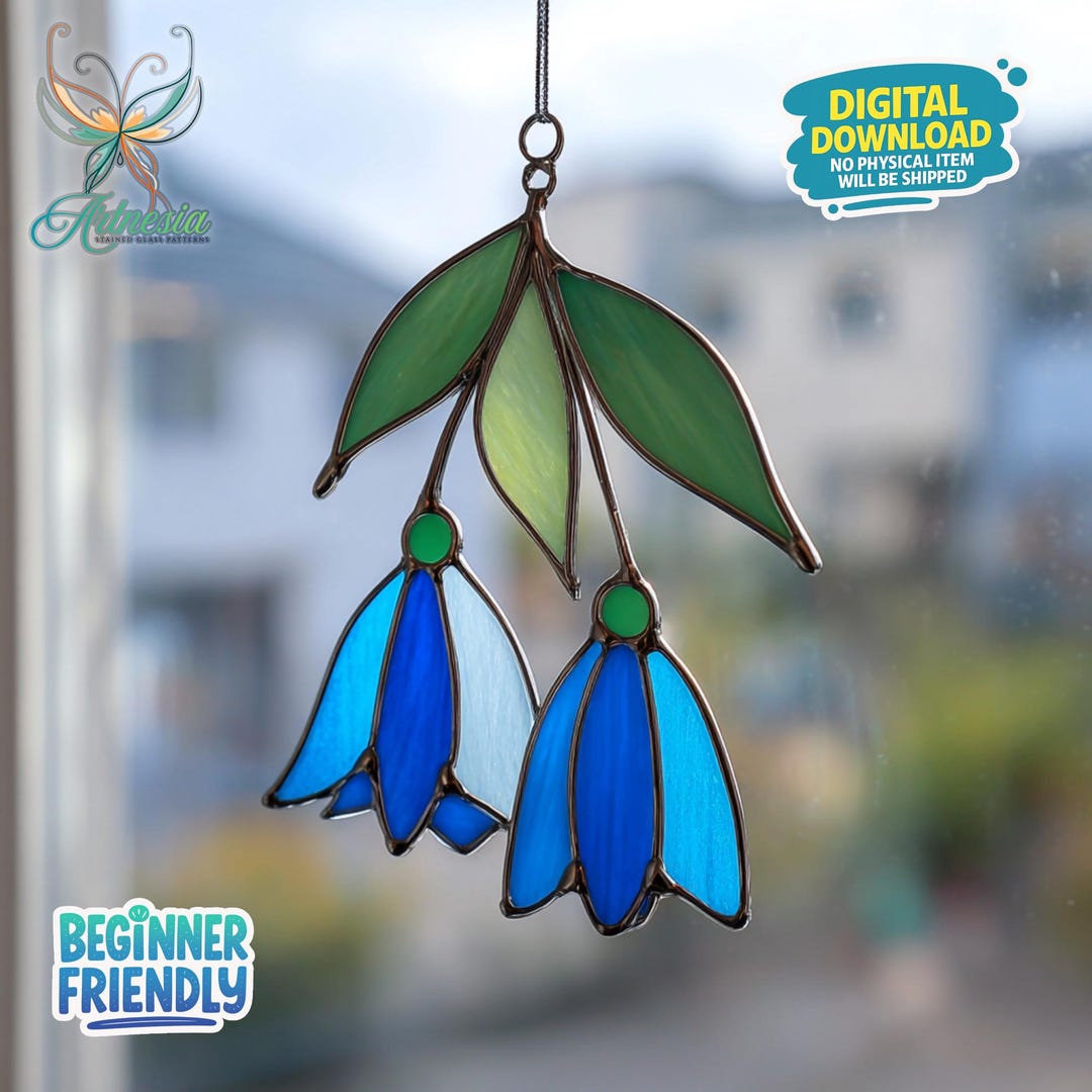 Bluebells Flower Stained Glass Pattern, Bluebells Suncatcher, Flower ...