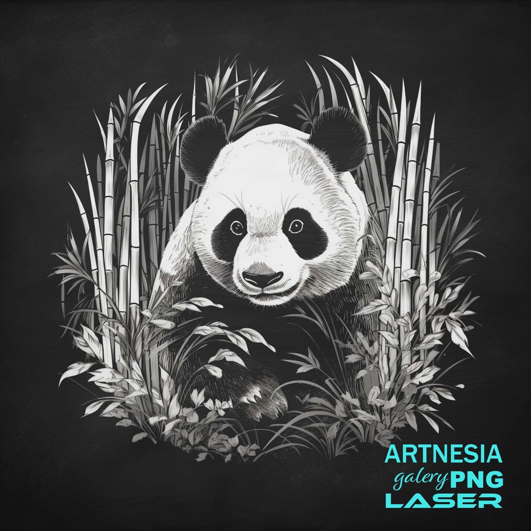 Panda Animal PNG Laser Engraving File for Slate Coaster, Laser Ready ...