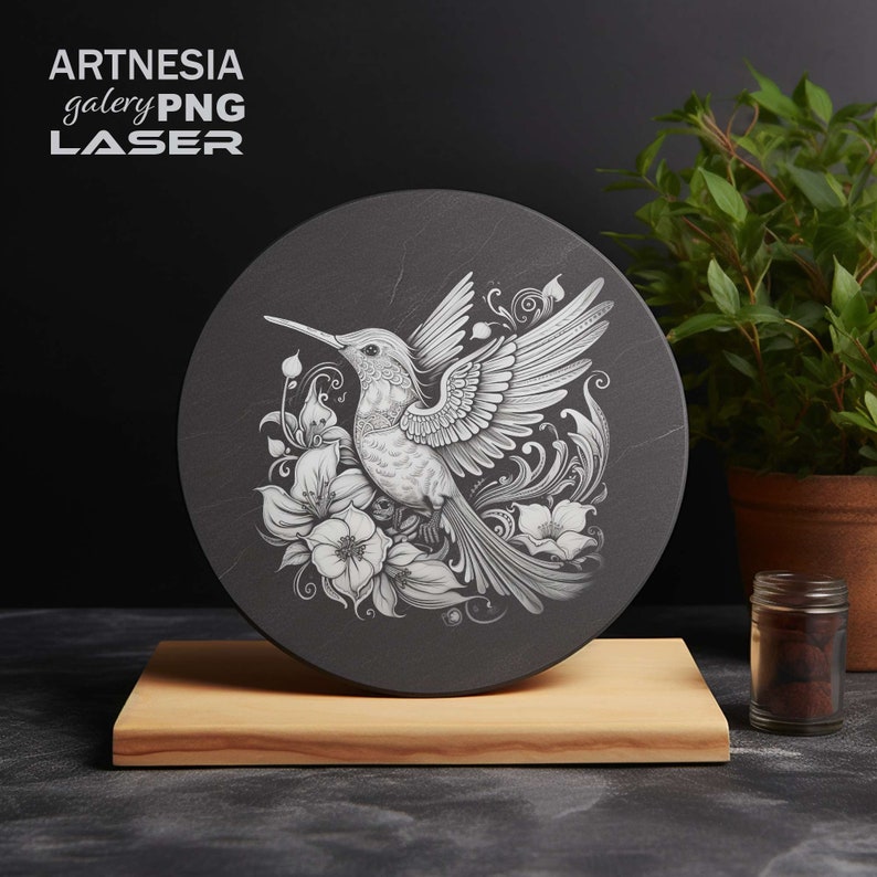 Humming Bird V2 PNG Laser Engraving File for Slate Coaster, Laser Ready ...