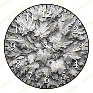 3D Leaf Clock Template: Laser Engraved Relief Design (PNG, Lightburn ...