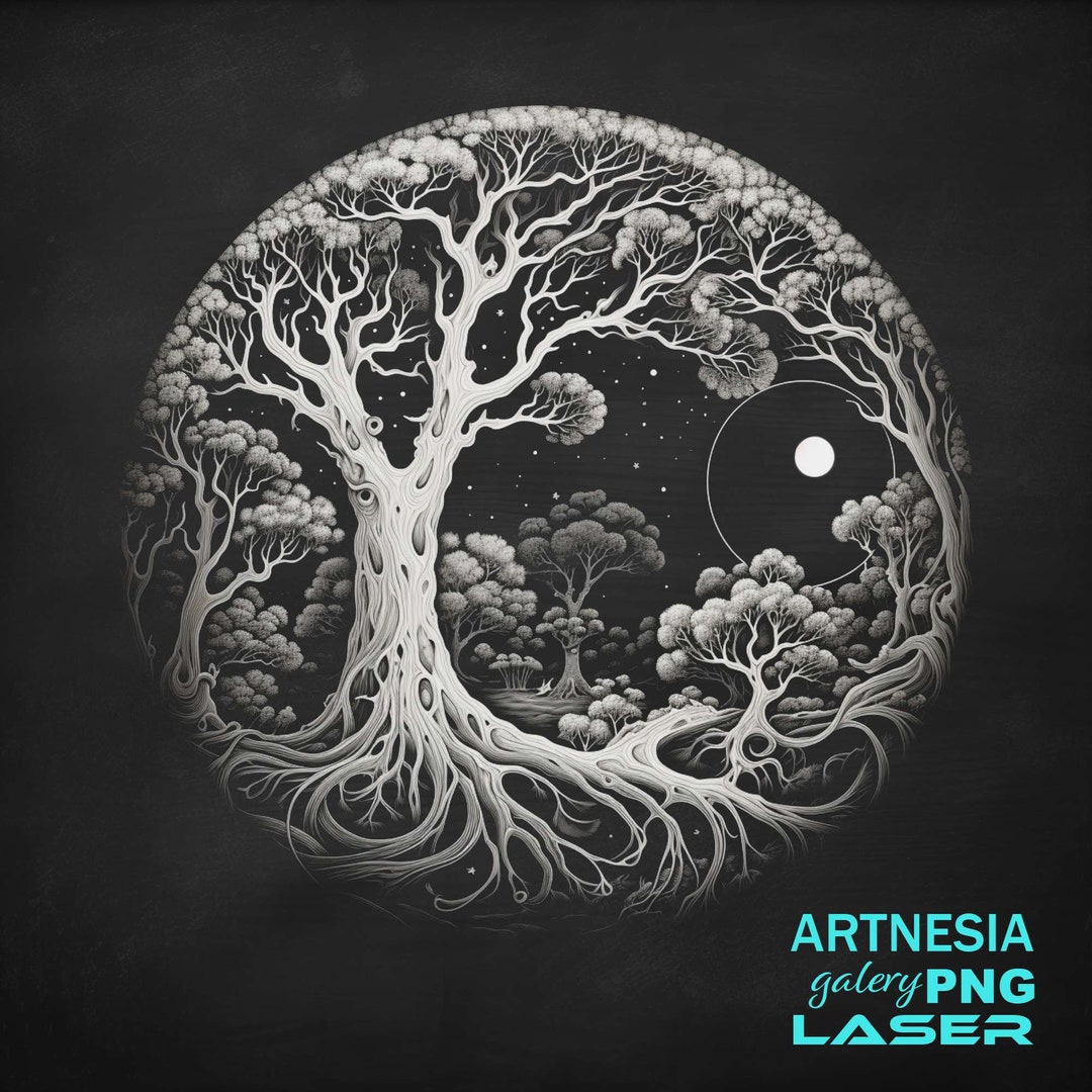 Tree PNG Laser Engraving File for Slate Coaster, Laser Ready Design ...