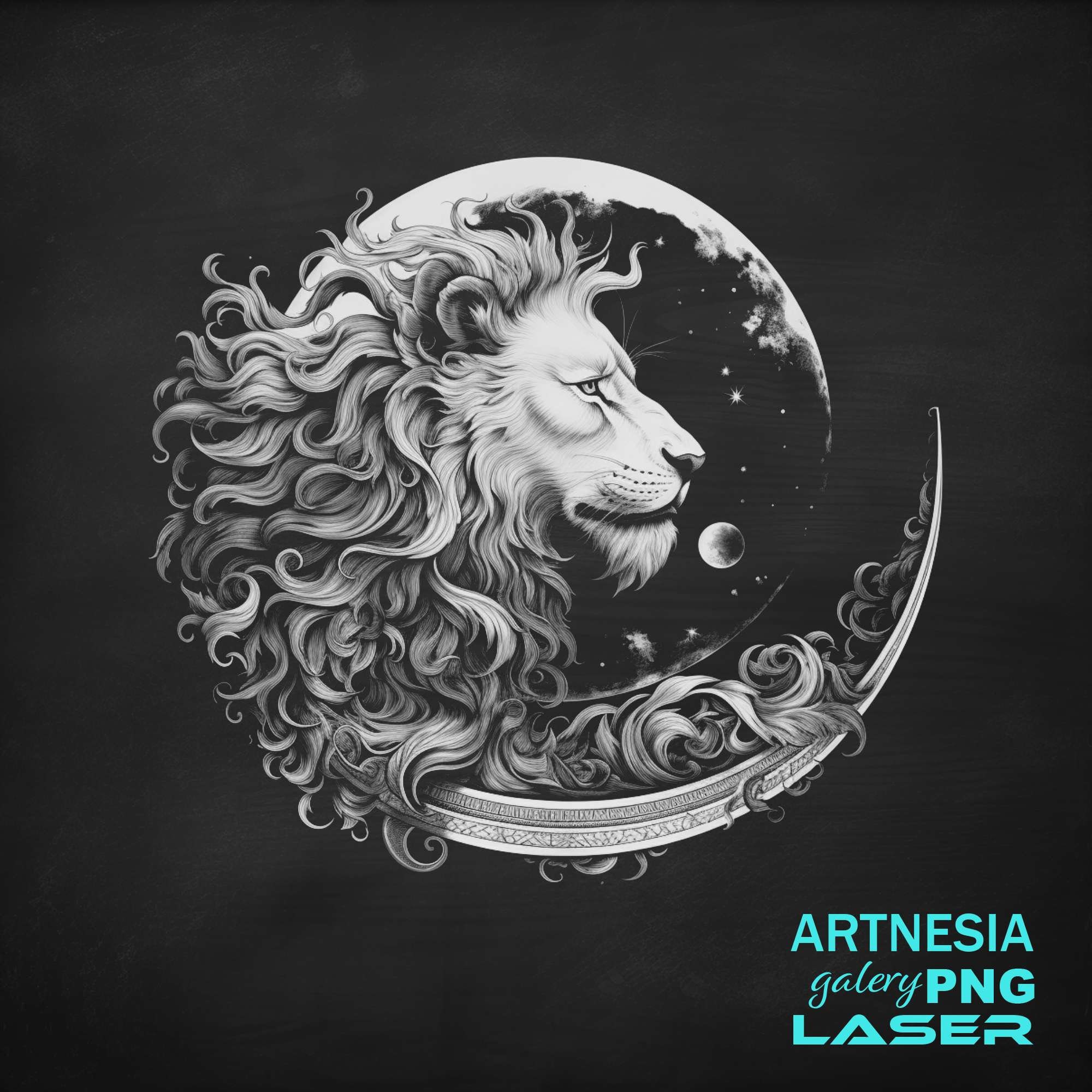 Lion Moon PNG Laser Engraving File for Slate Coaster, Laser Ready ...