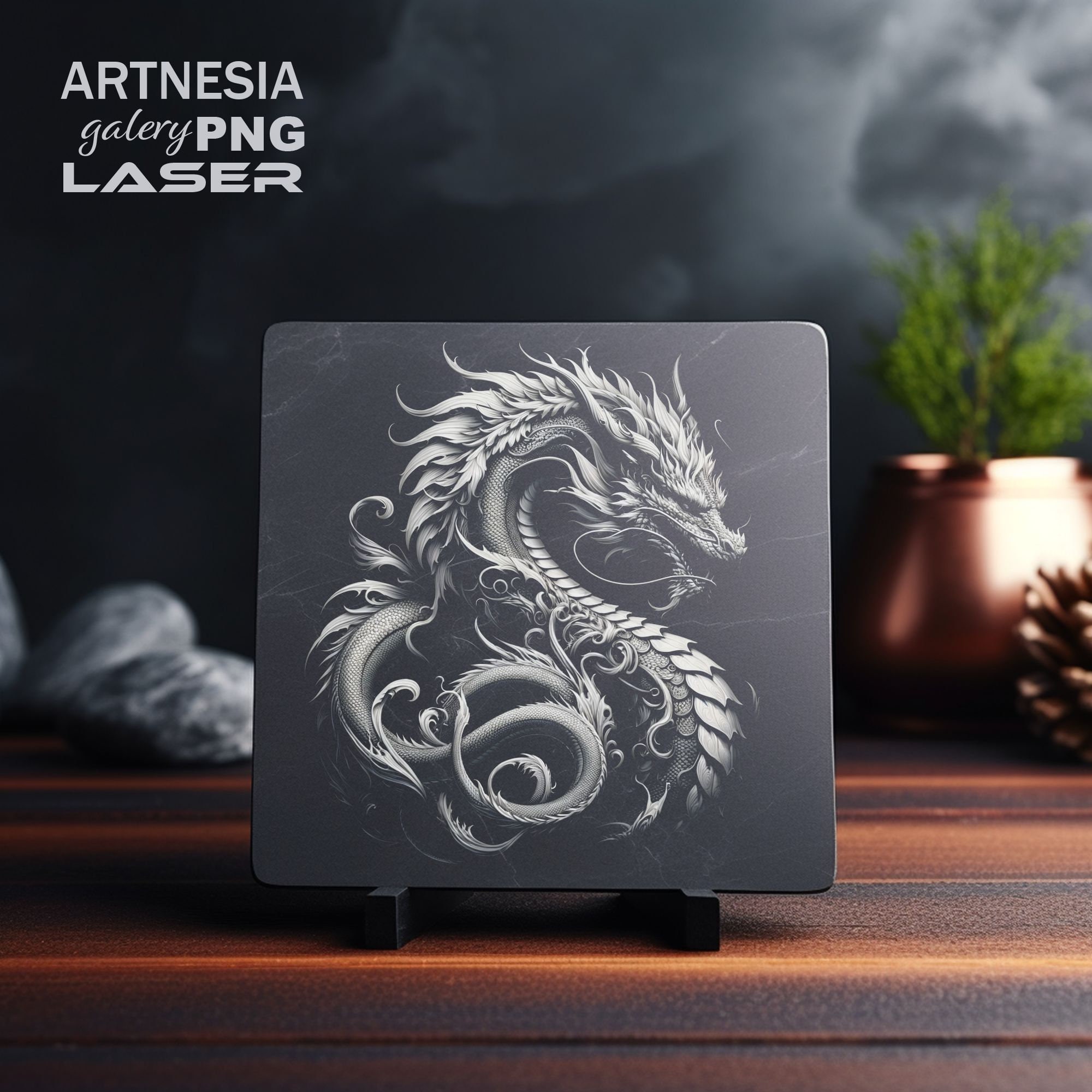Dragon V3 PNG Laser Engraving File for Slate Coaster, Laser Ready ...