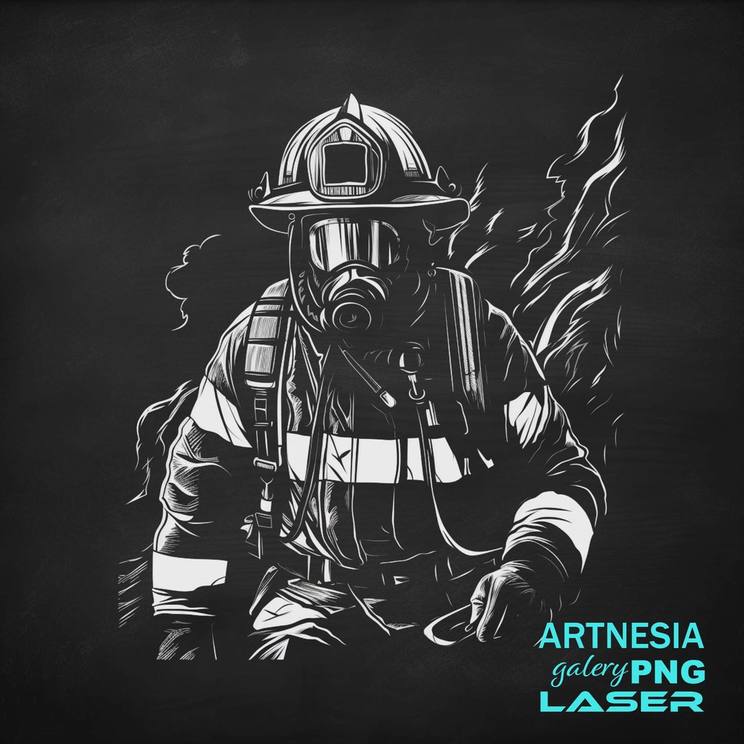 Firefighter Laser Engraving PNG File: Slate Coaster Design - Etsy Australia