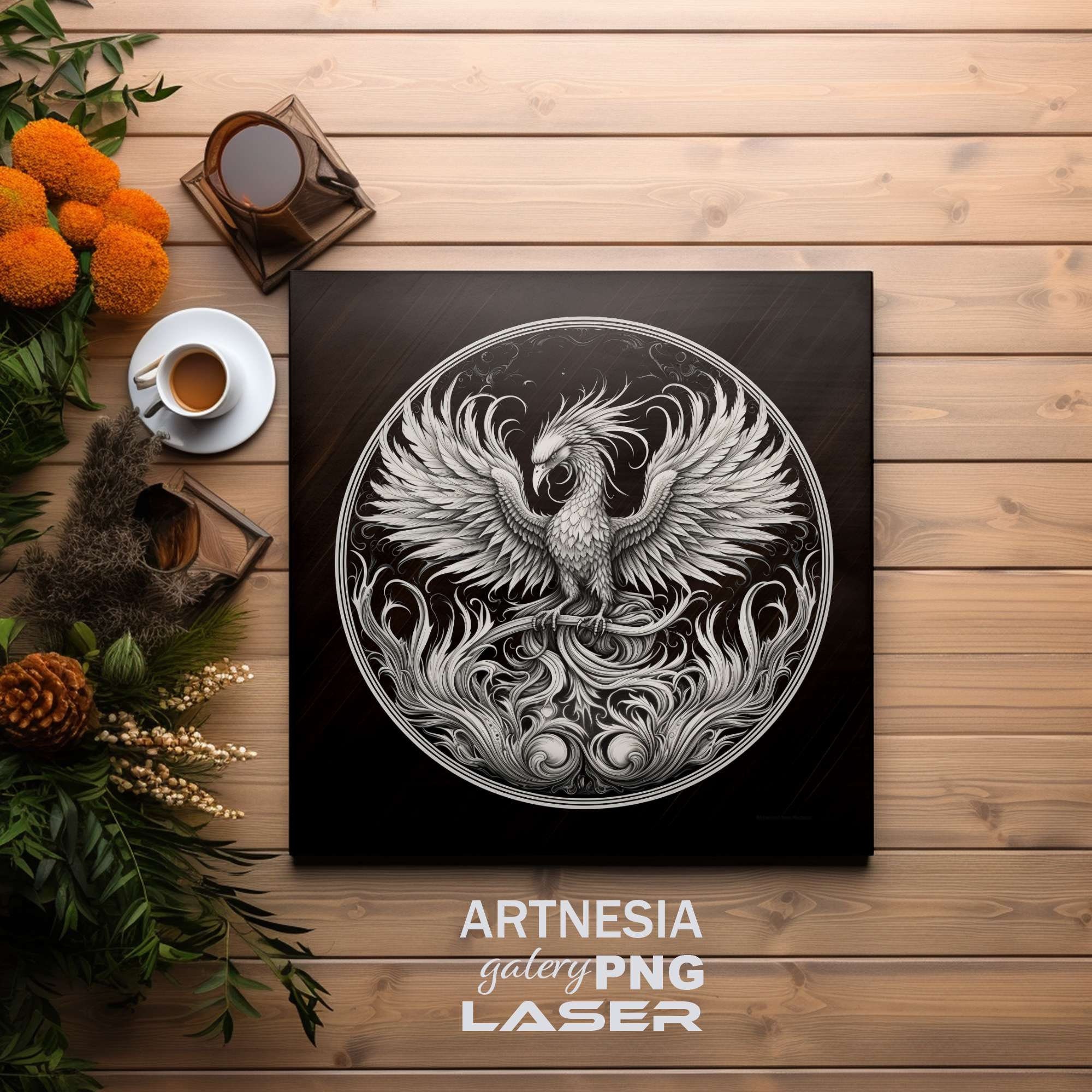 Phoenix V2 PNG Laser Engraving File for Slate Coaster, Laser Ready ...