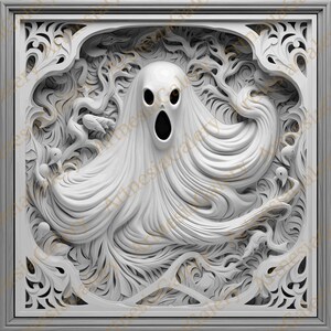 4 Ghost 3D Illusion PNG Laser Burn File, Digital Relief Design ...