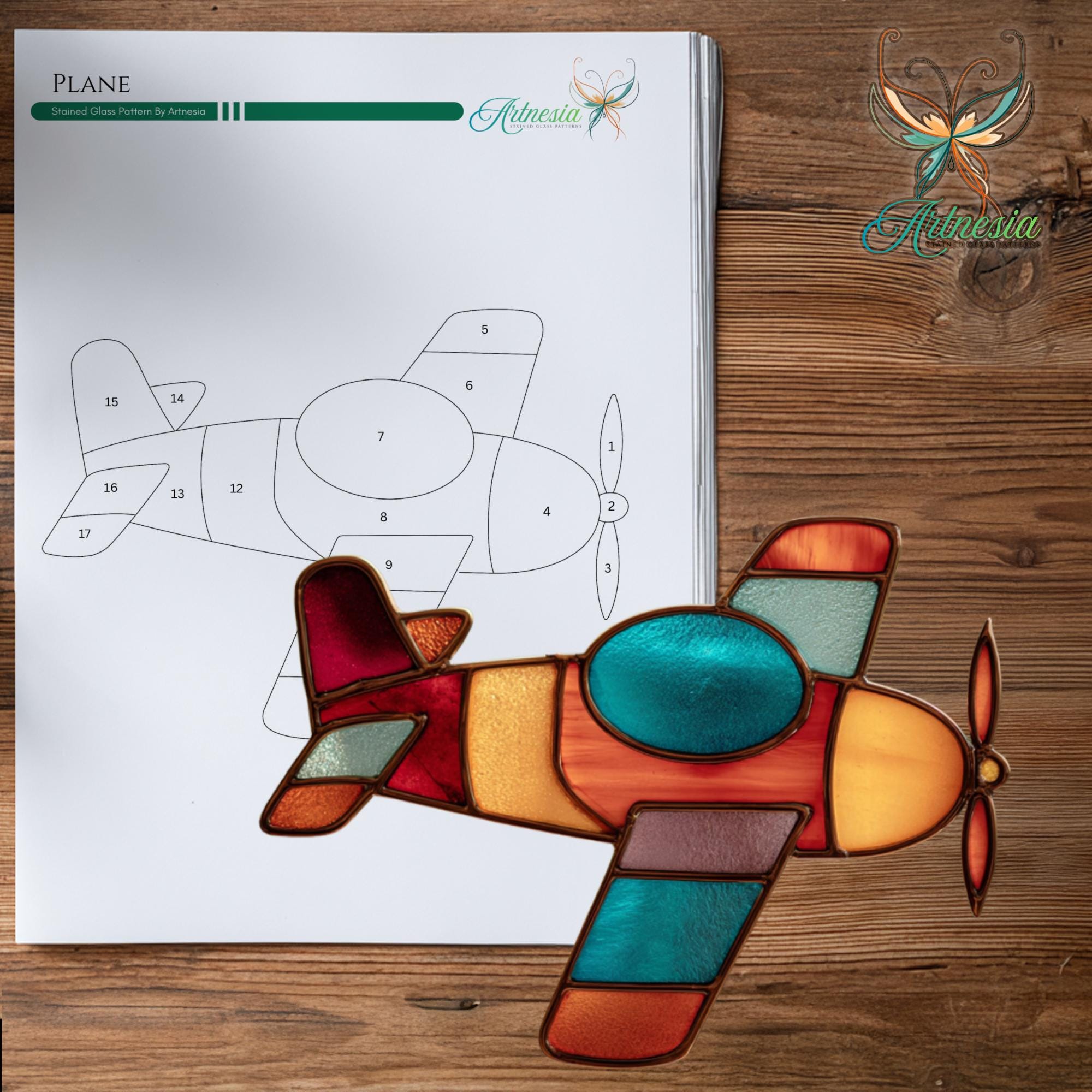 Plane Stained Glass Pattern, Air Plane Suncatcher, Stained Glass Plane ...
