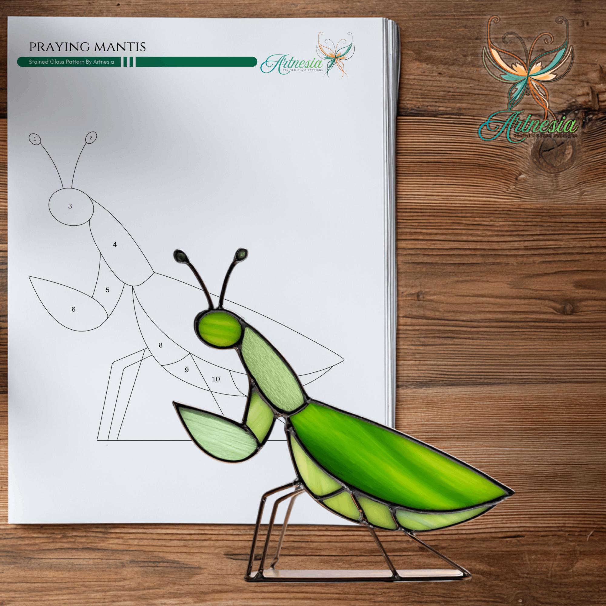 Praying Mantis Stained Glass Pattern, Praying Mantis Suncatcher, Home ...