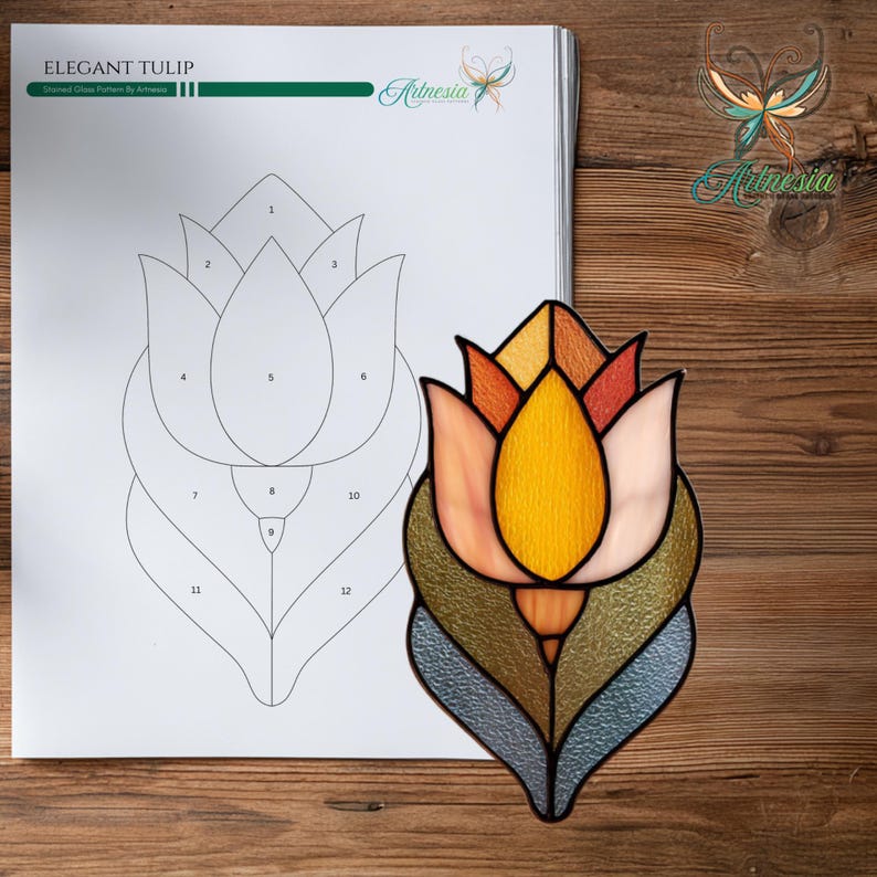 Elegant Tulip Stained Glass Pattern, Tulip Suncatcher, Flower Stained ...