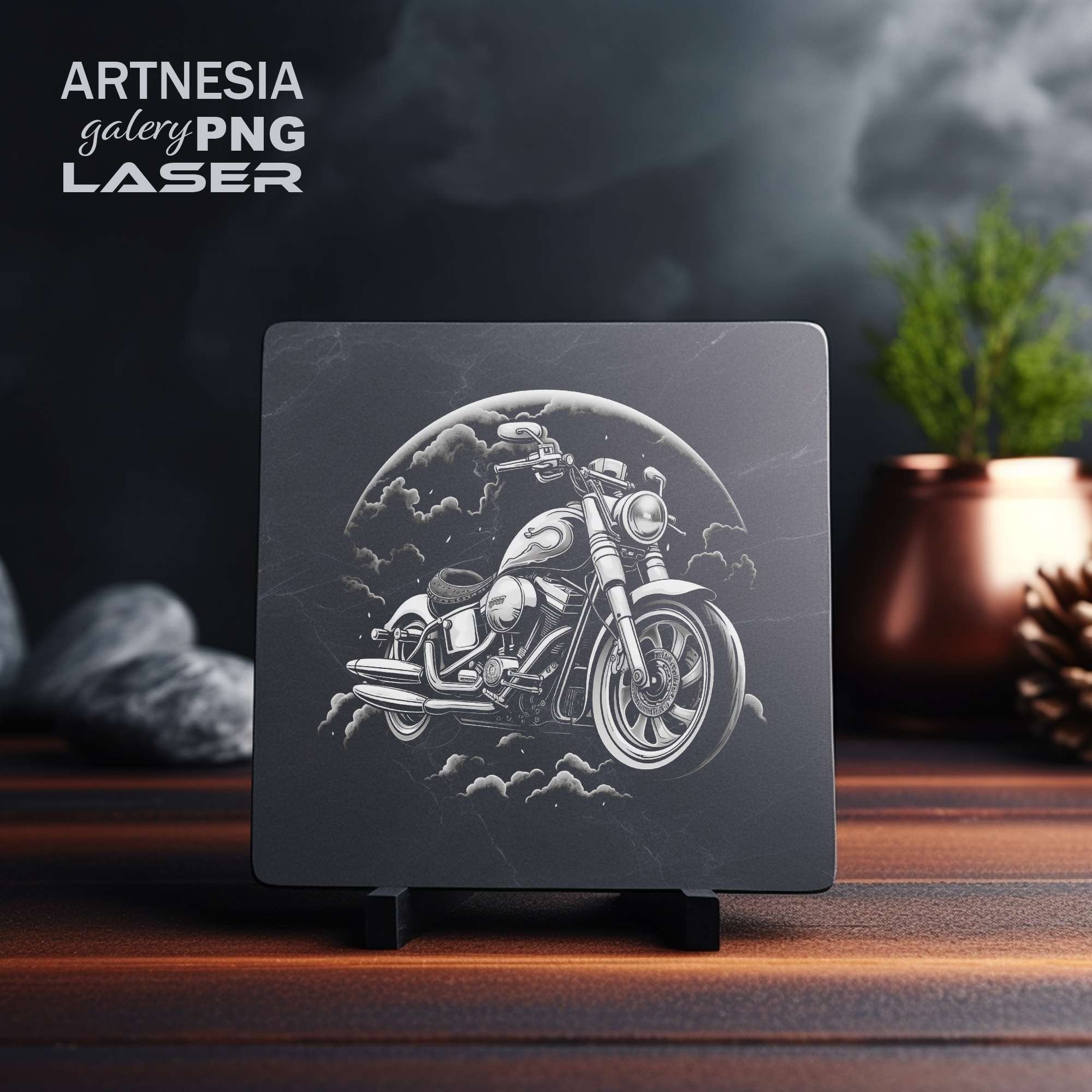 Motorcycle PNG Laser Engraving File for Slate Coaster, Laser Ready ...