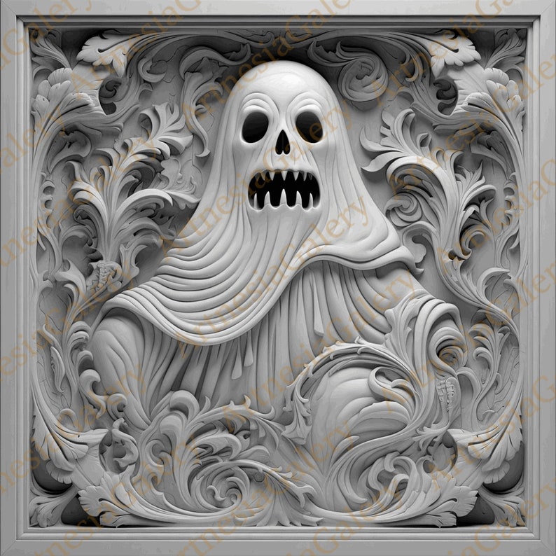 4 Ghost 3D Illusion PNG Laser Burn File, Digital Relief Design ...