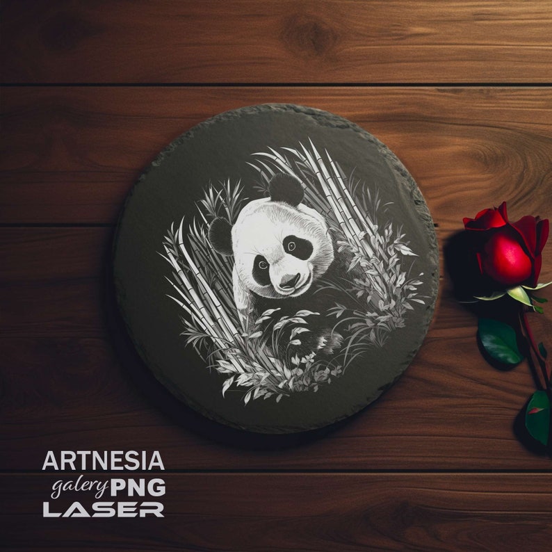 Panda Animal PNG Laser Engraving File for Slate Coaster, Laser Ready ...