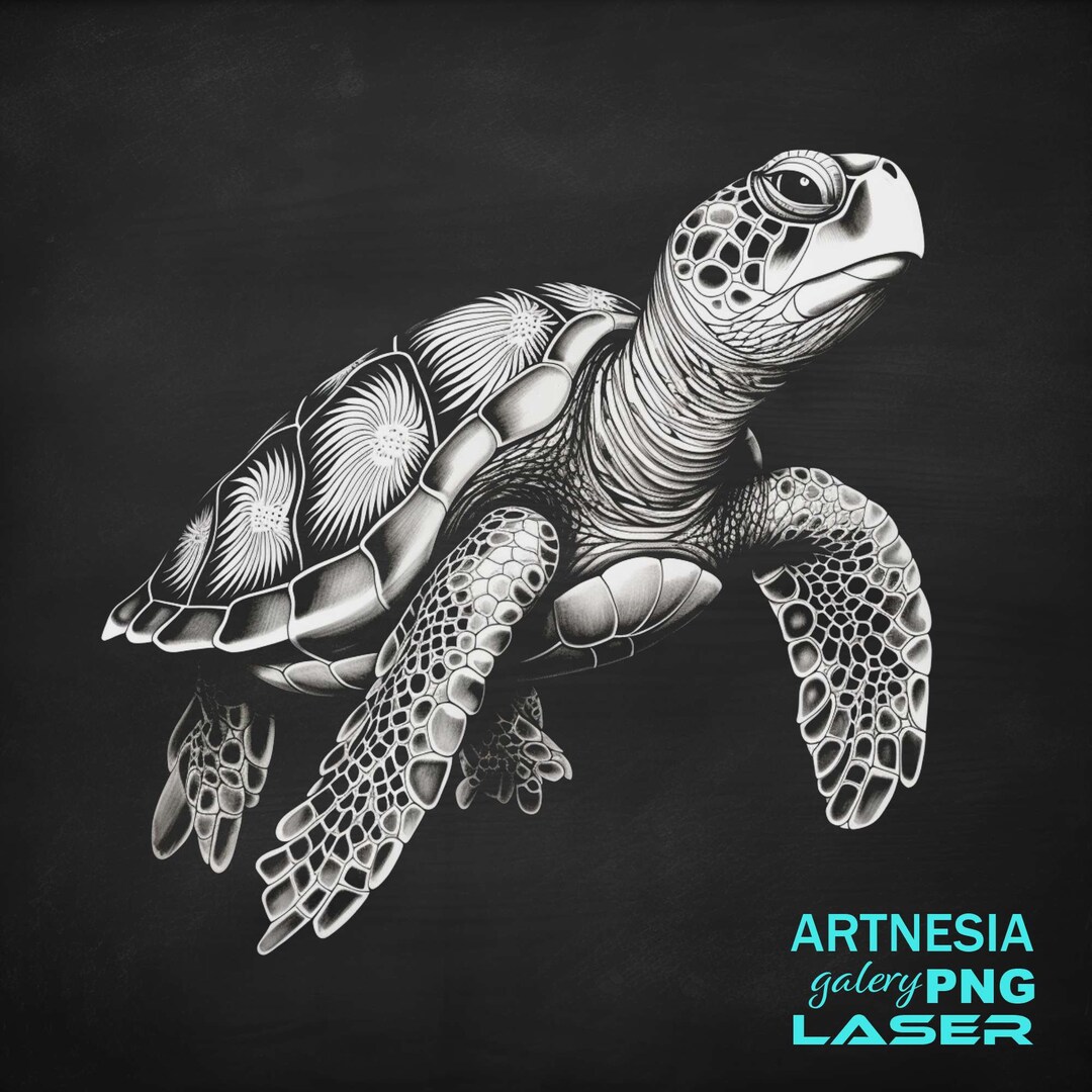Turtle Animal PNG Laser Engraving File for Slate Coaster, Laser Ready ...