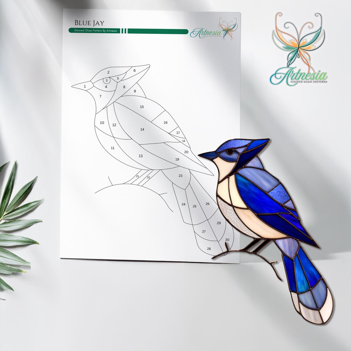 Blue Jay Stained Glass Pattern, Bird Stained Glass, Animal Suncatcher ...