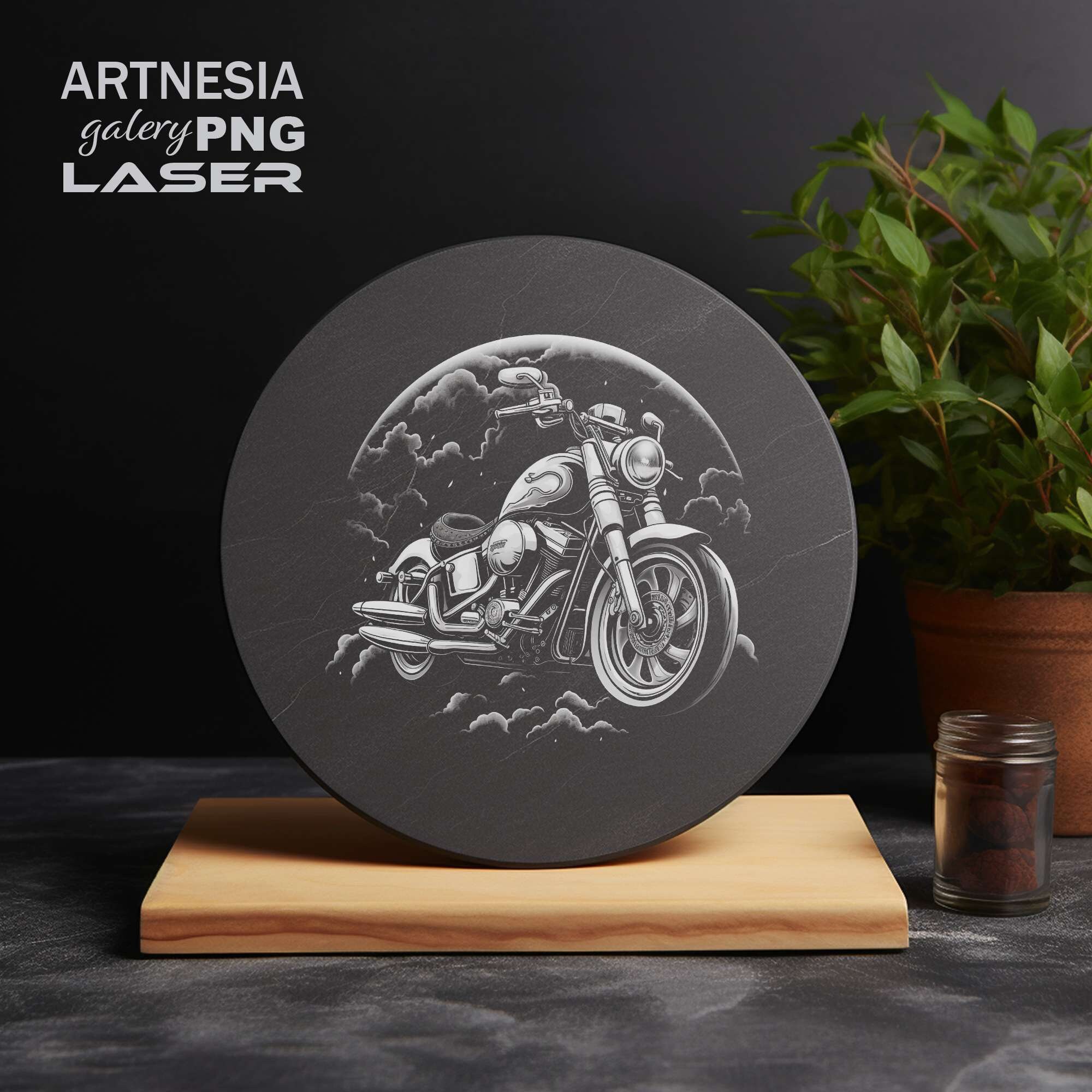 Motorcycle PNG Laser Engraving File for Slate Coaster, Laser Ready ...