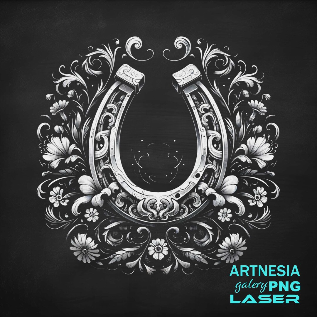 Horse Shoe PNG Laser Engraving File for Slate Coaster, Laser Ready ...