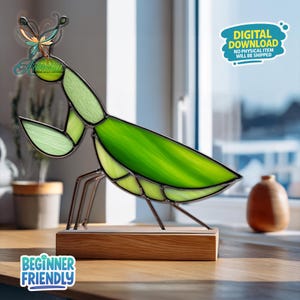 Praying Mantis Stained Glass Pattern, Praying Mantis Suncatcher, Home ...