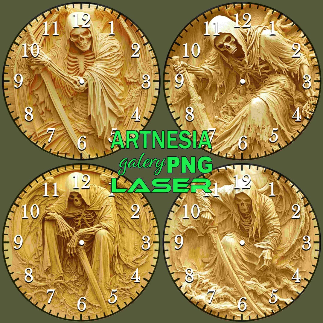 Grim Reaper 3D Illusion Clock Template: Laser Cut File (PNG) - Etsy