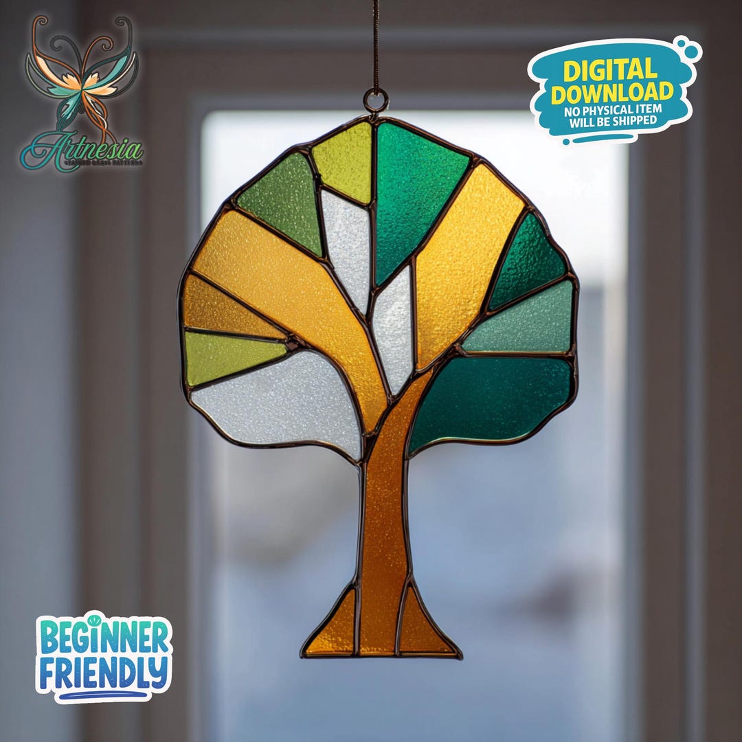 Tree of Life Stained Glass Pattern, Tree Suncatcher, Family Tree ...
