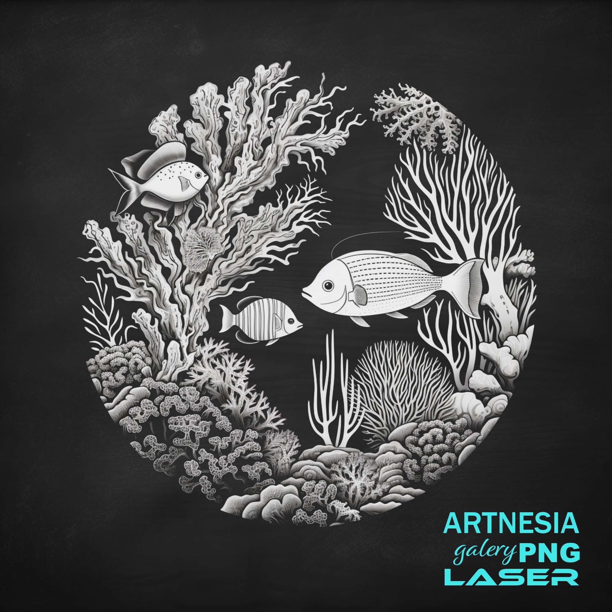 Coral Reefs PNG Laser Engraving File for Slate Coaster, Laser Ready ...