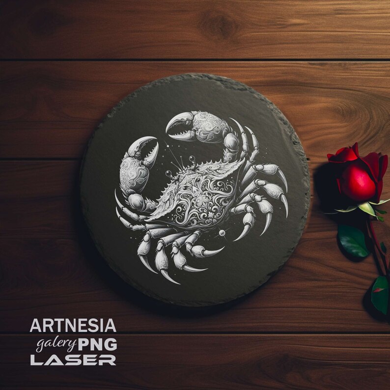 Fantasy Crab PNG Laser Engraving File for Slate Coaster, Laser Ready ...
