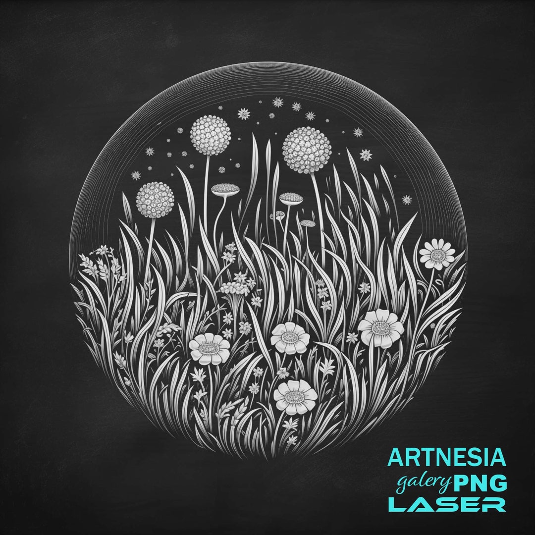 Grass PNG Laser Engraving File for Slate Coaster, Laser Ready Design ...