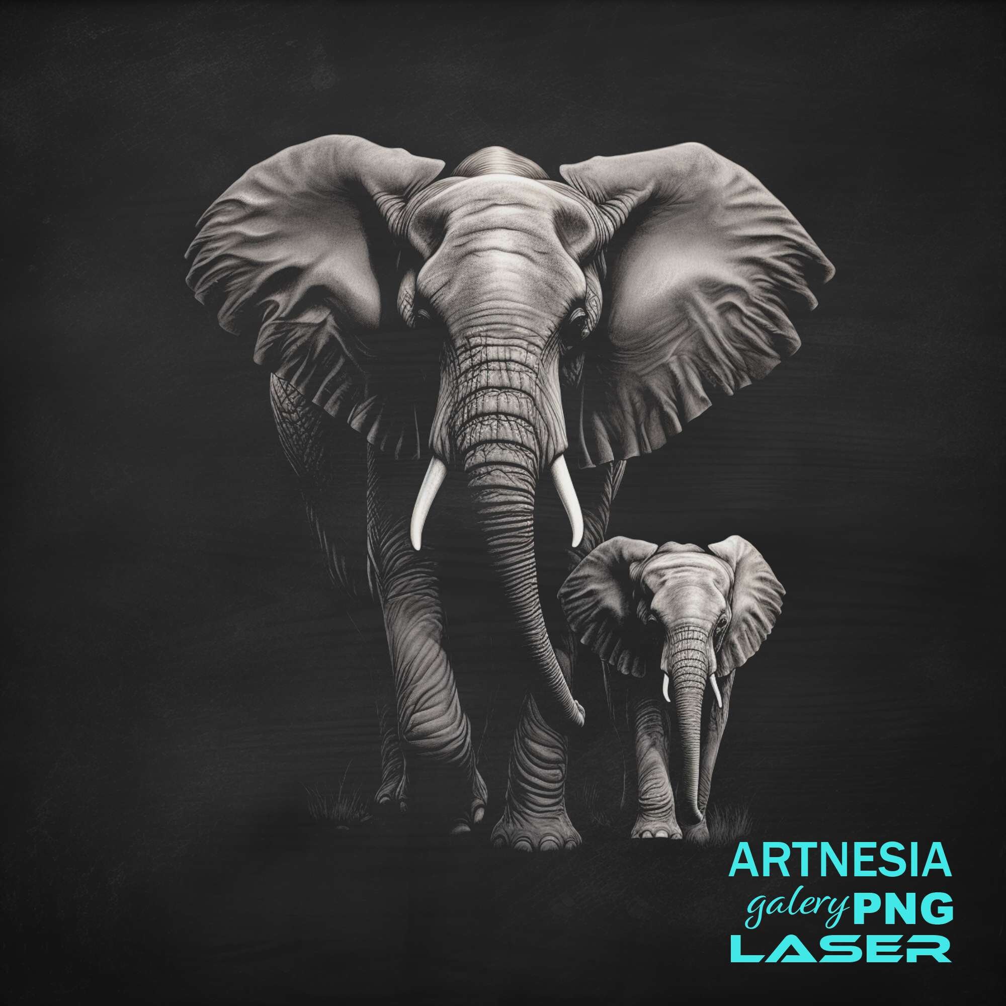 Elephant V2 PNG Laser Engraving File for Slate Coaster, Laser Ready ...