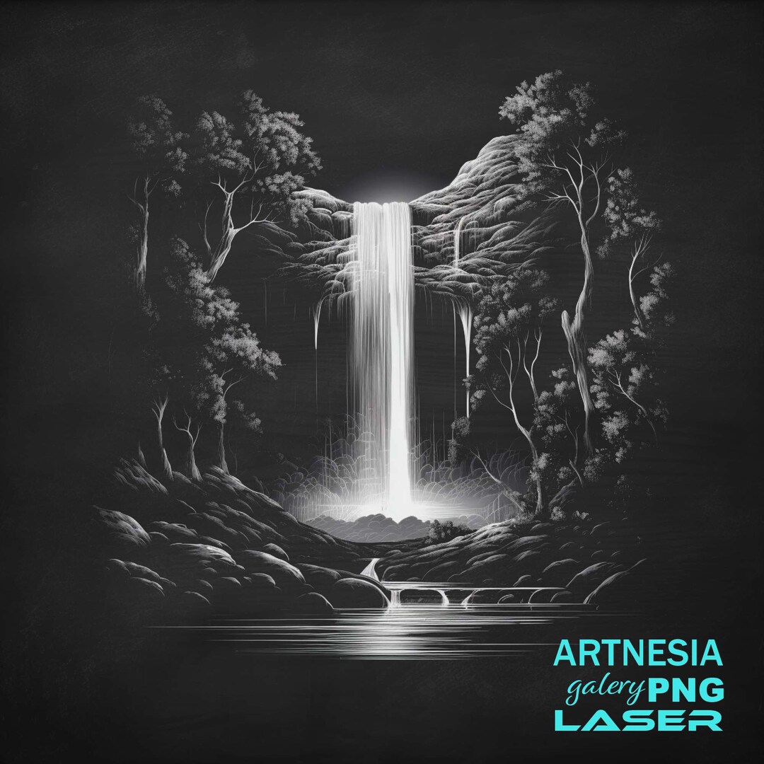 Waterfall PNG Laser Engraving File for Slate Coaster, Laser Ready ...