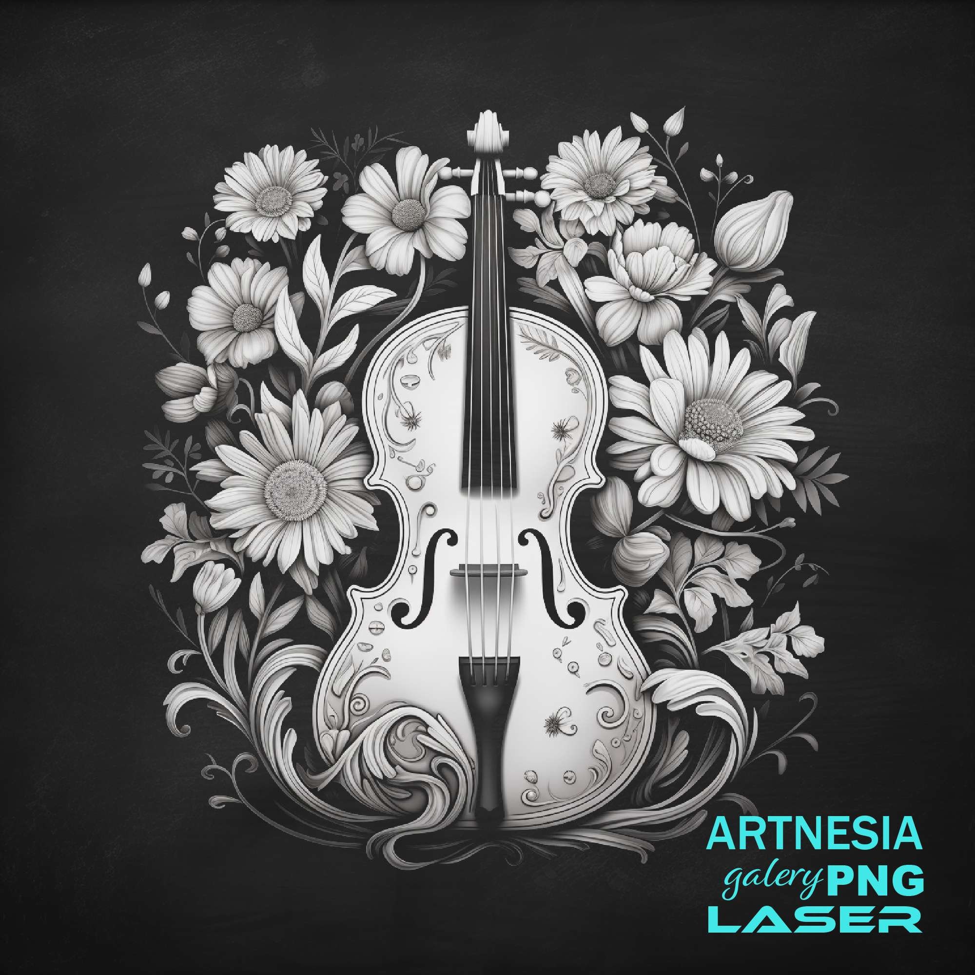 Violin PNG Laser Engraving File for Slate Coaster, Laser Ready Design ...