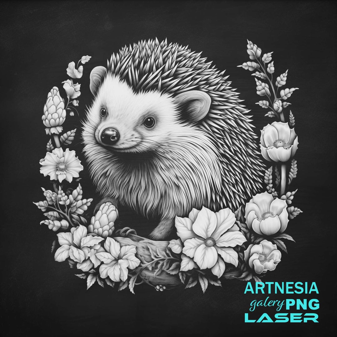 Hedgehog PNG Laser Engraving File for Slate Coaster, Laser Ready Design ...