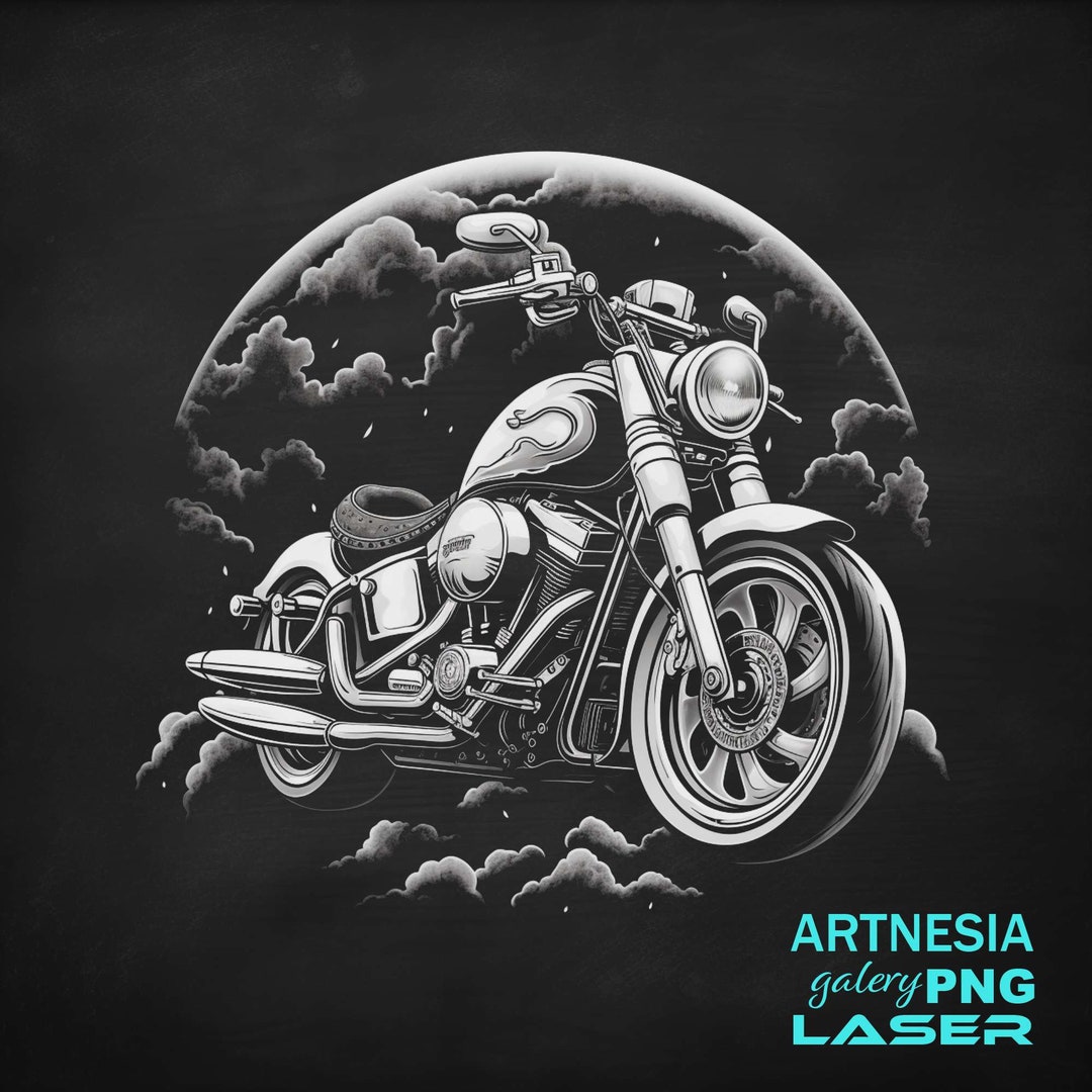 Motorcycle PNG Laser Engraving File for Slate Coaster, Laser Ready ...