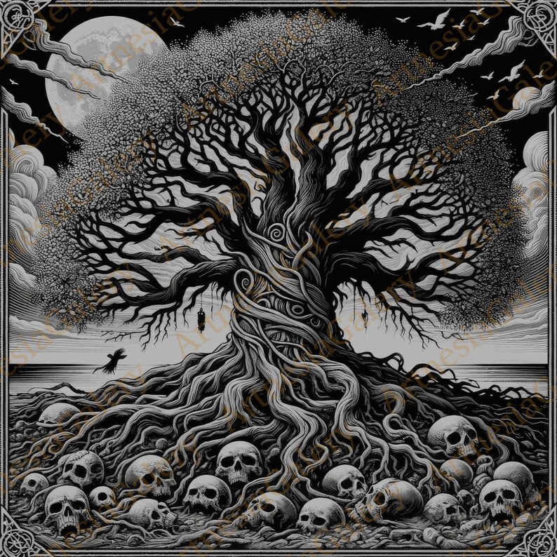 4 Tree of Death 3D Illusion PNG Laser Burn File, Digital Relief Design ...