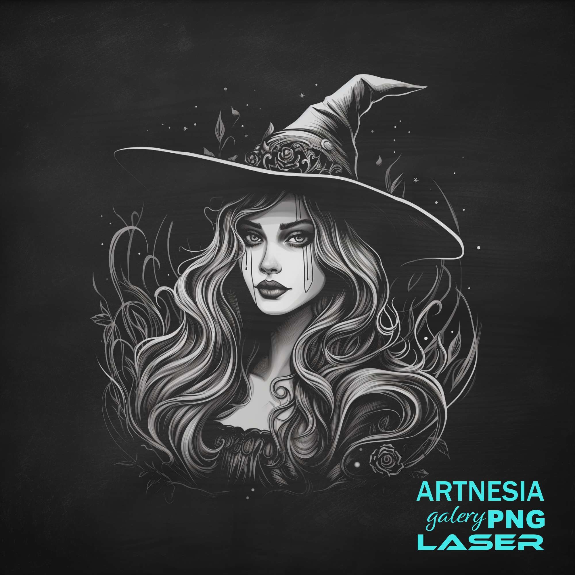 Witch V2 PNG Laser Engraving File for Slate Coaster, Laser Ready Design ...