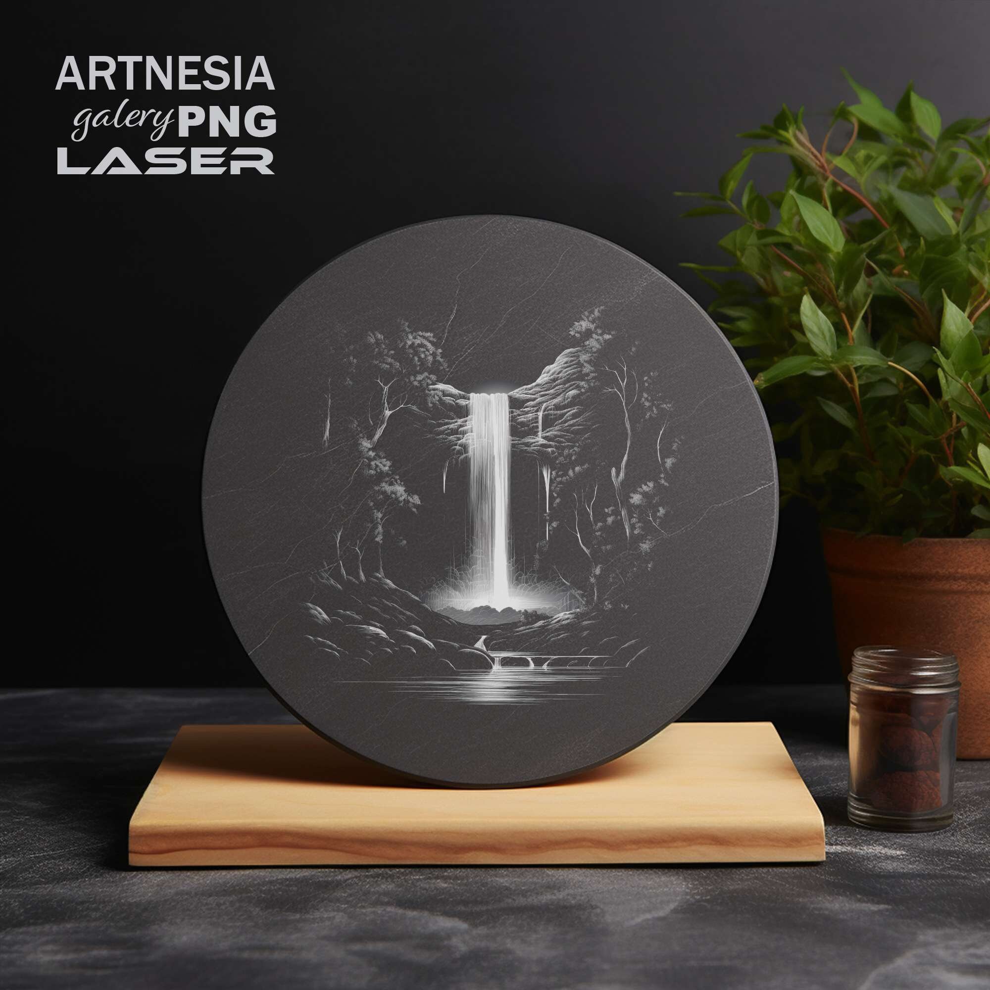 Waterfall PNG Laser Engraving File for Slate Coaster, Laser Ready ...