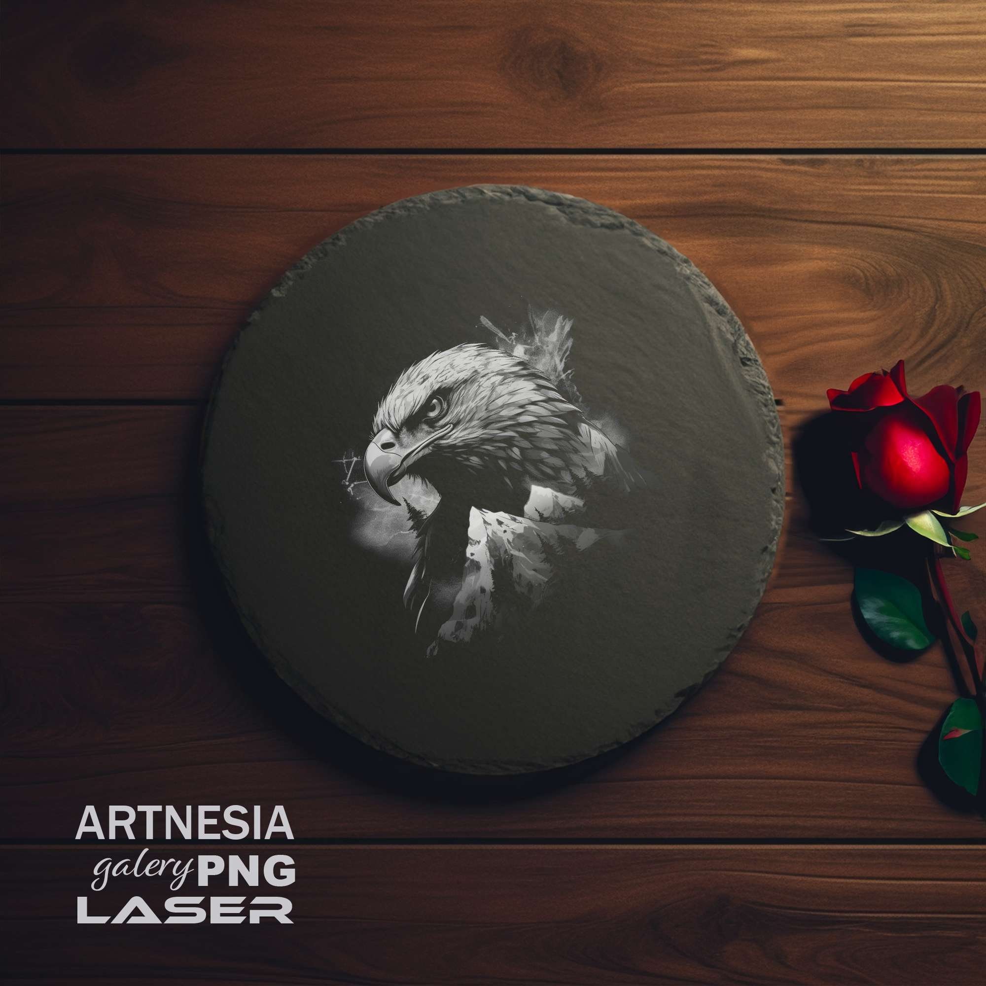 Eagle Head Laser Engraving PNG File: Slate Coaster Design (digital ...