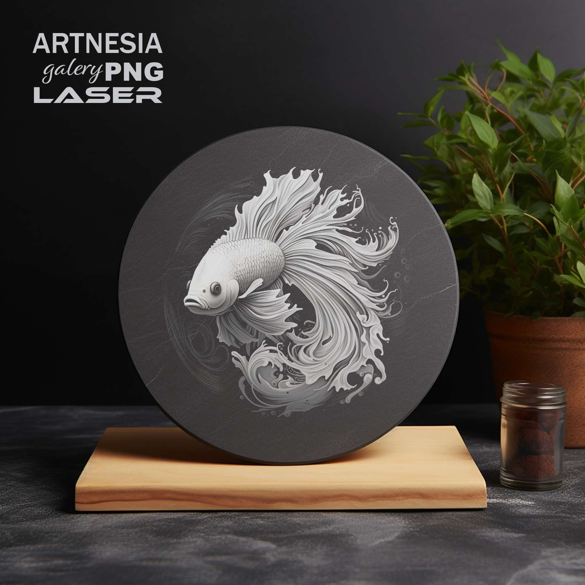 Betta Fish PNG Laser Engraving File for Slate Coaster, Laser Ready ...