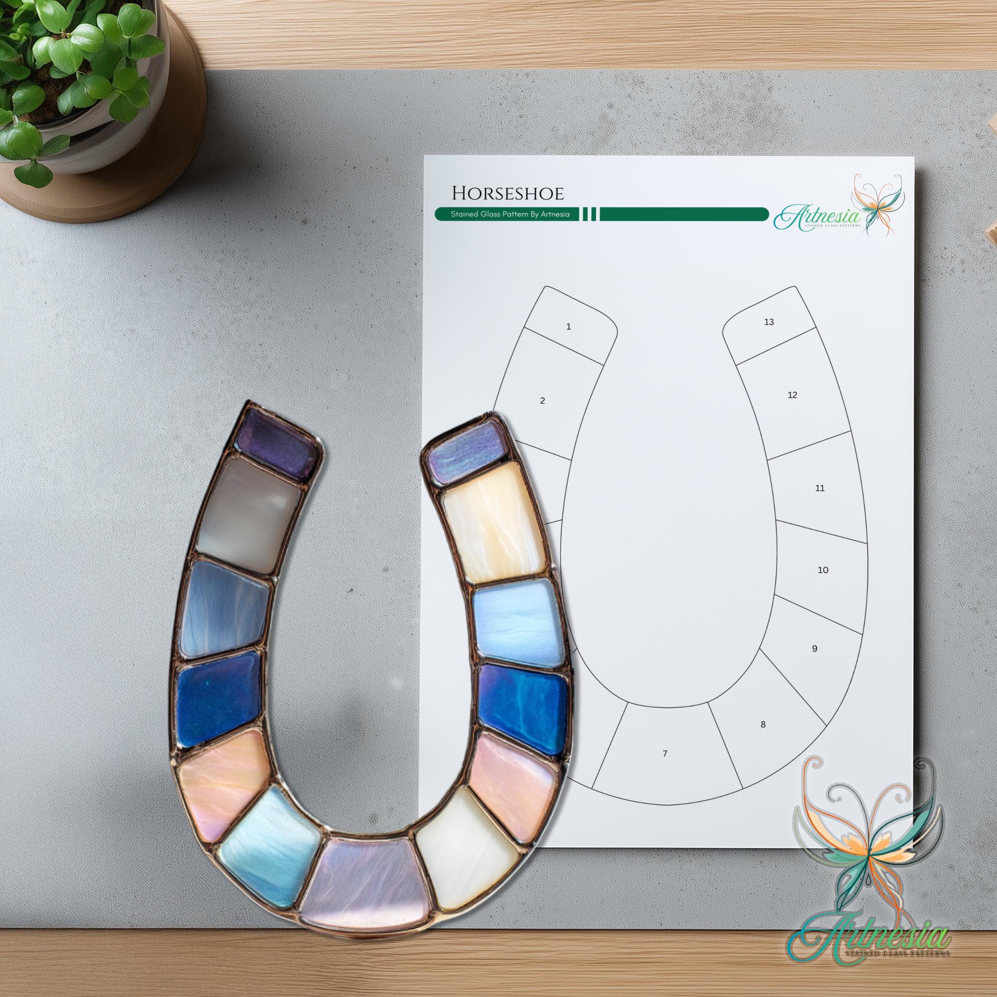 Horseshoe Stained Glass Pattern, Horseshoe Suncatcher, Horse Stained ...