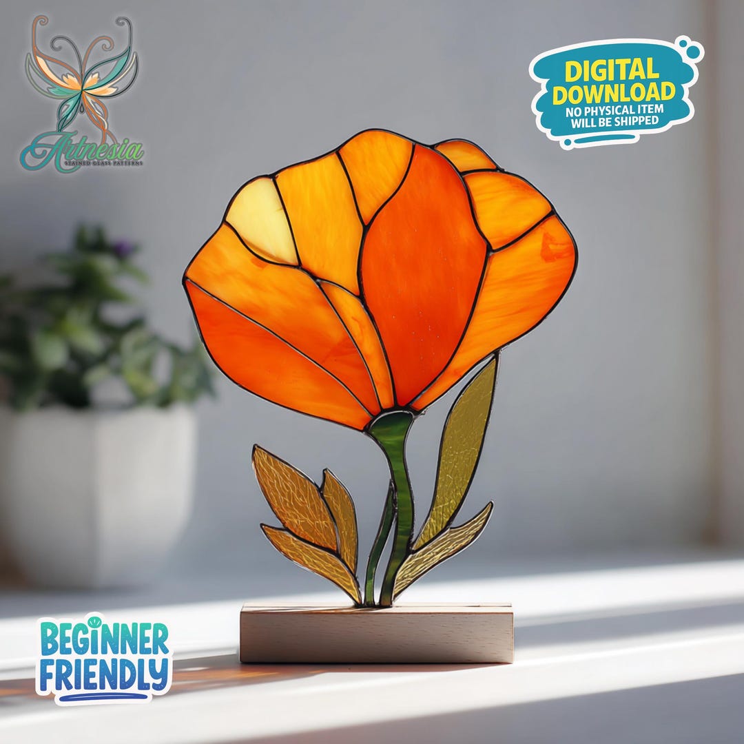 California Poppy Stained Glass Pattern, California Stained Glass ...