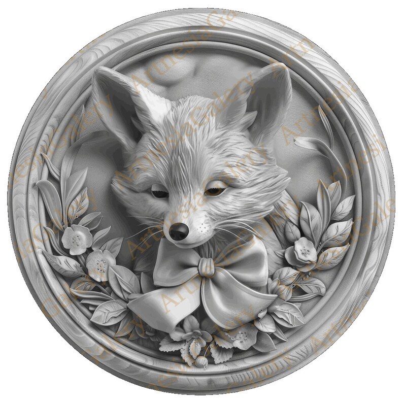 4 Fox V2 3D Illusion PNG Laser Burn File, Digital Relief Design, Cat ...