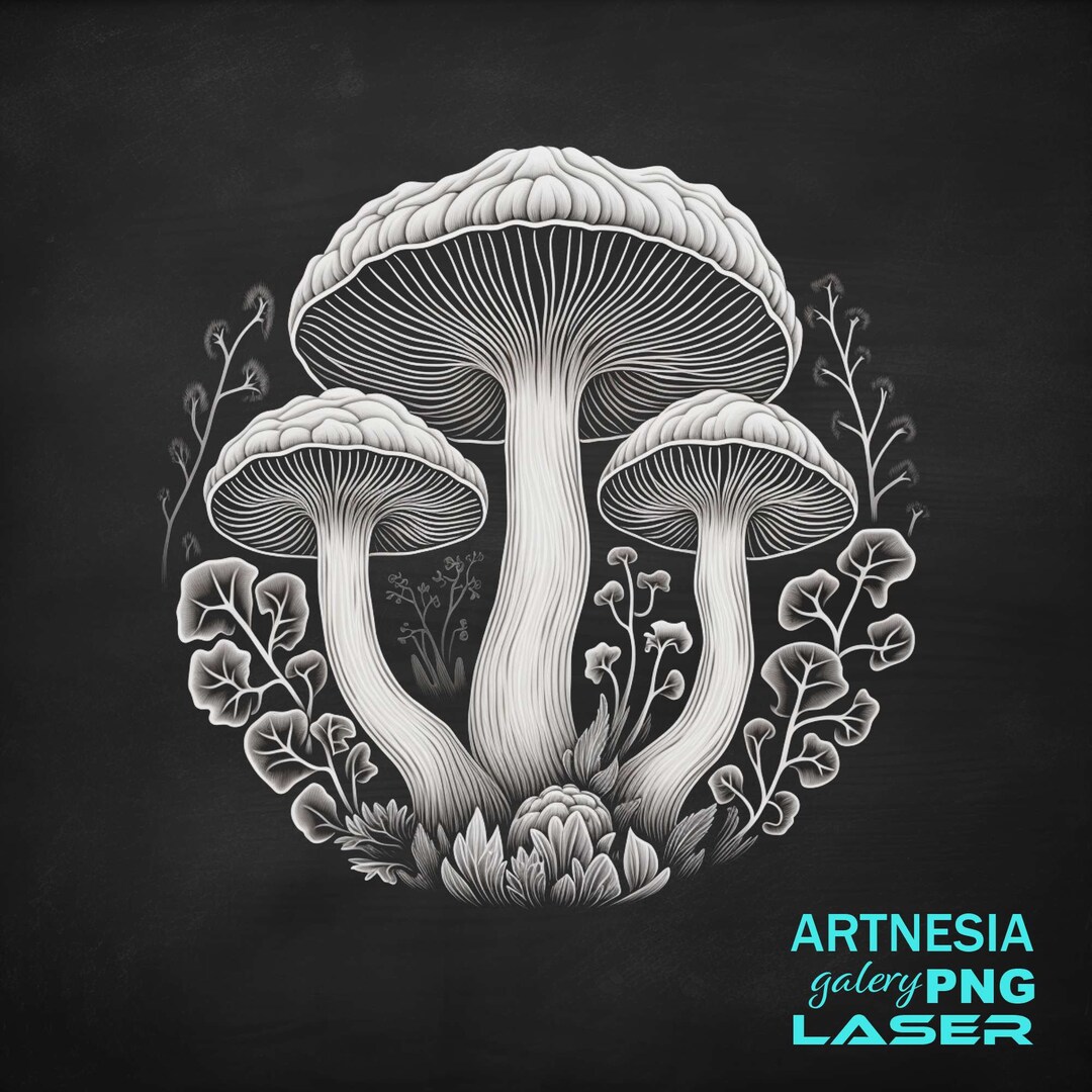 Mushroom PNG Laser Engraving File for Slate Coaster, Laser Ready Design ...