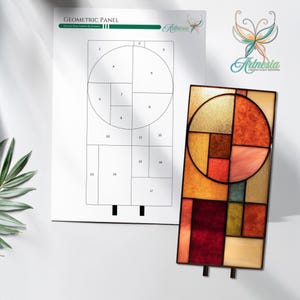 Geometric Panel Stained Glass Pattern, Geometric Stained Glass Art ...