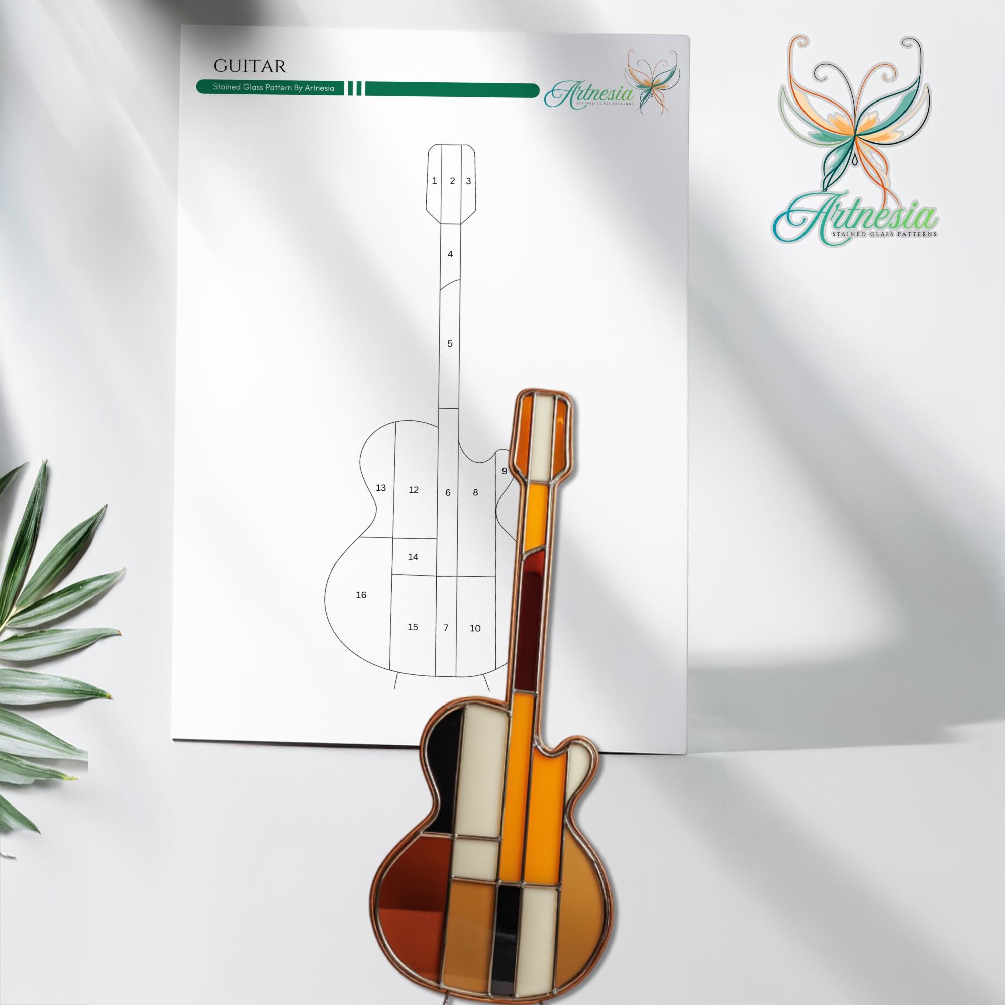 Guitar Stained Glass Pattern, Guitar Stained Glass, Suncatcher ...