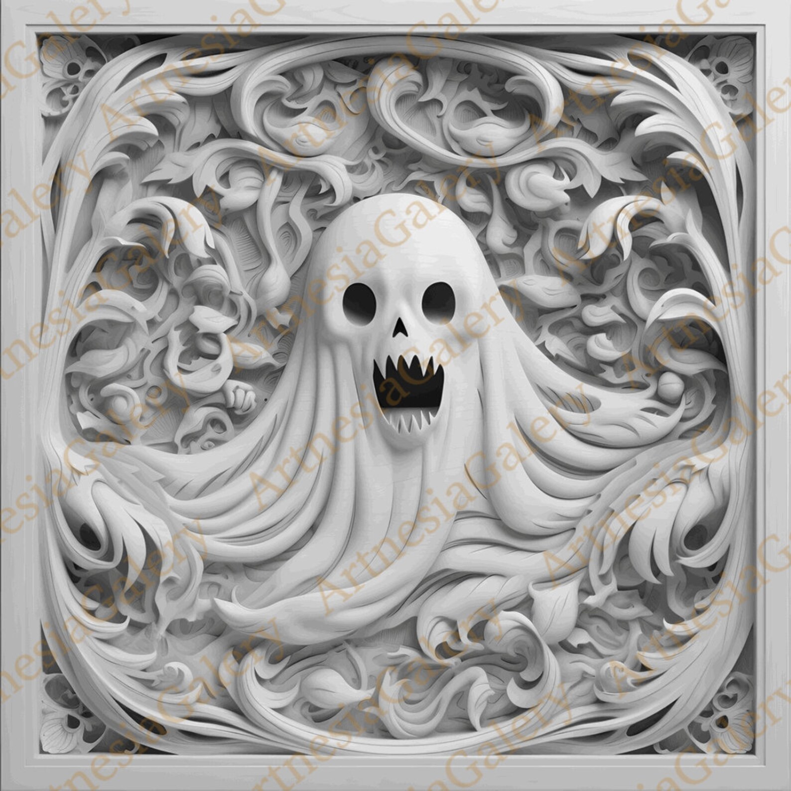 4 Ghost 3D Illusion PNG Laser Burn File, Digital Relief Design ...