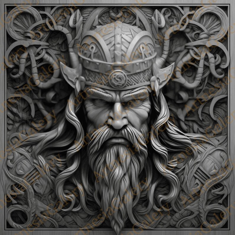 Viking 3D Illusion PNG Laser File: Engraved Relief Design (digital ...