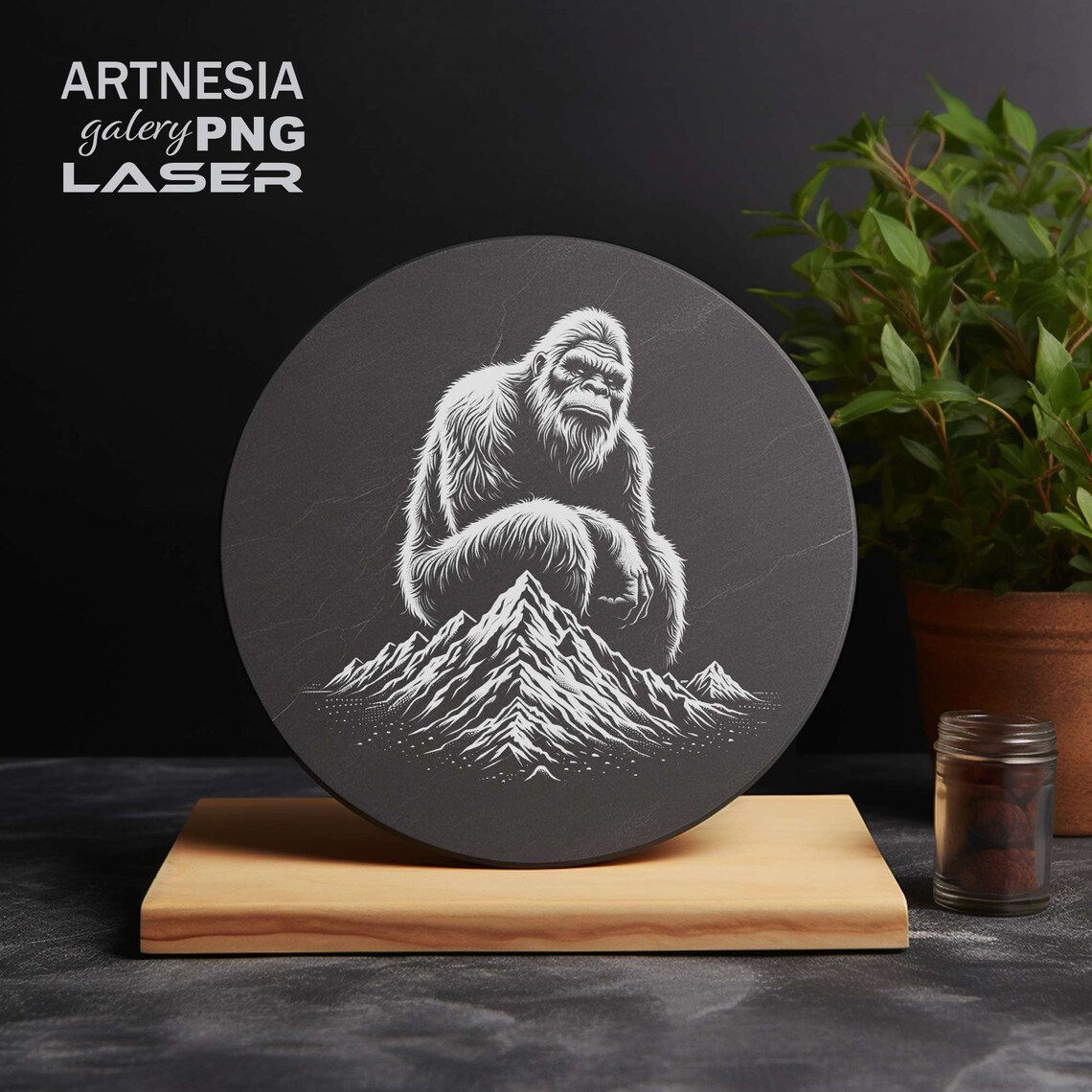 Bigfoot V2 PNG Laser Engraving File for Slate Coaster, Laser Ready ...