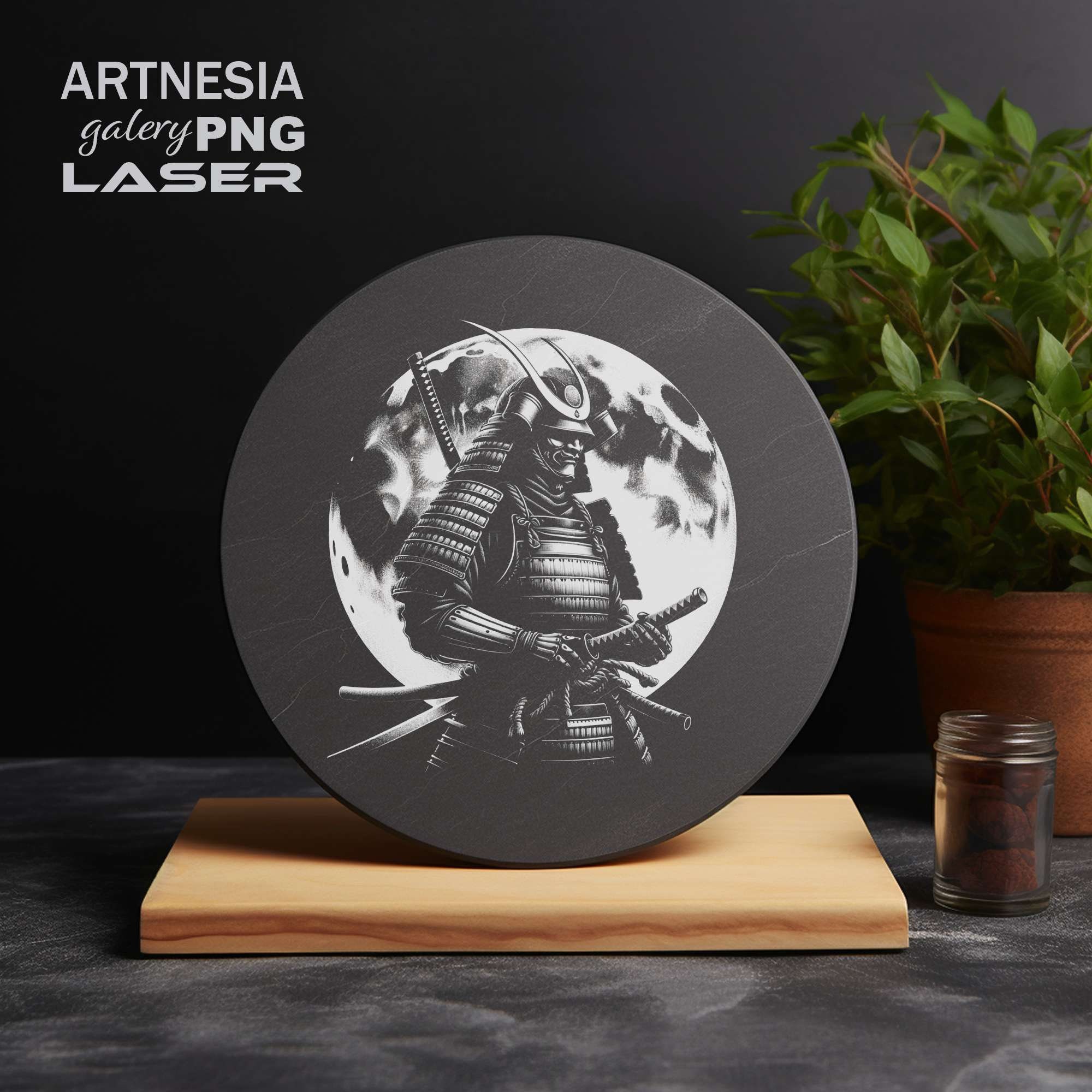Samurai PNG Laser Engraving File for Slate Coaster, Laser Ready Design ...