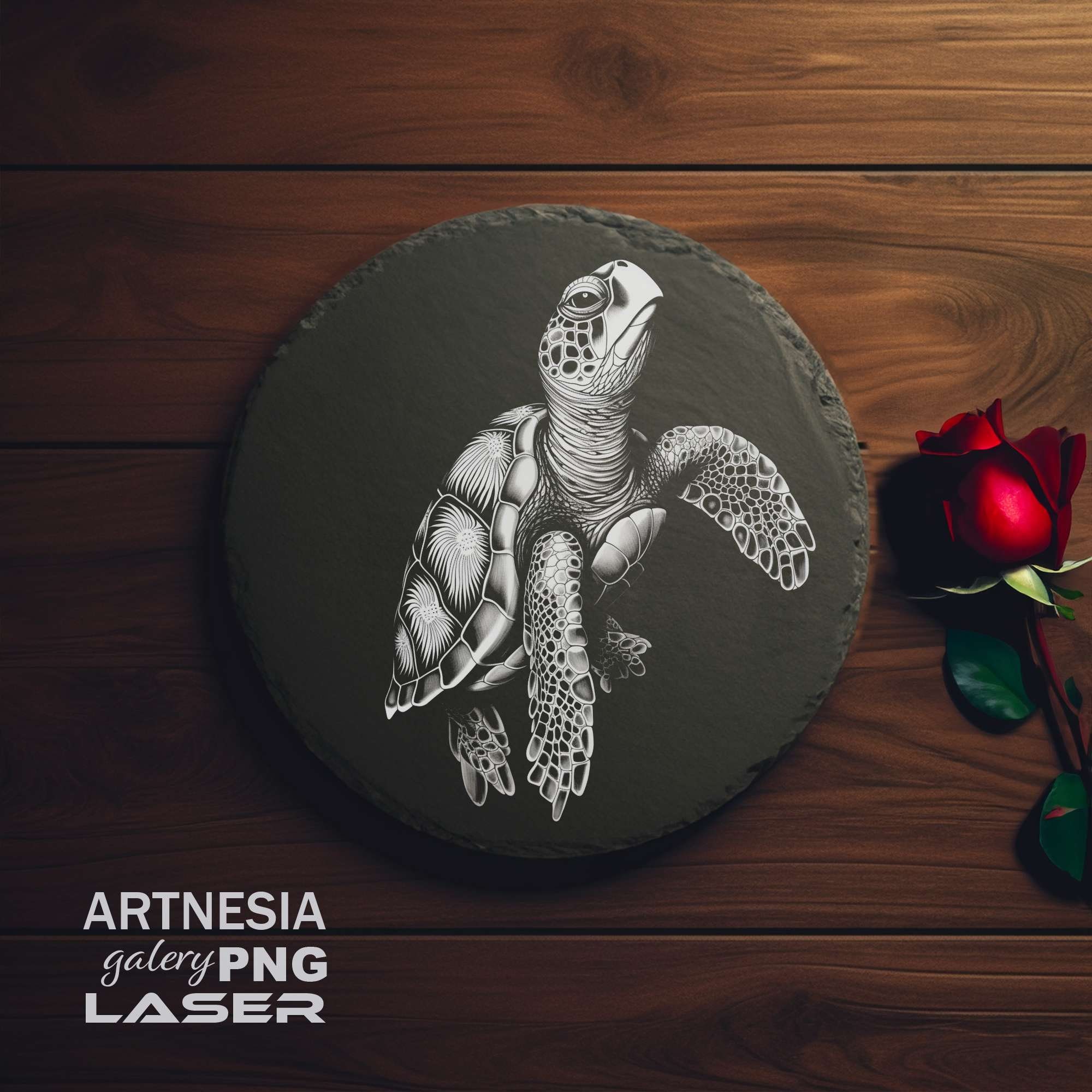 Turtle Animal PNG Laser Engraving File for Slate Coaster, Laser Ready ...